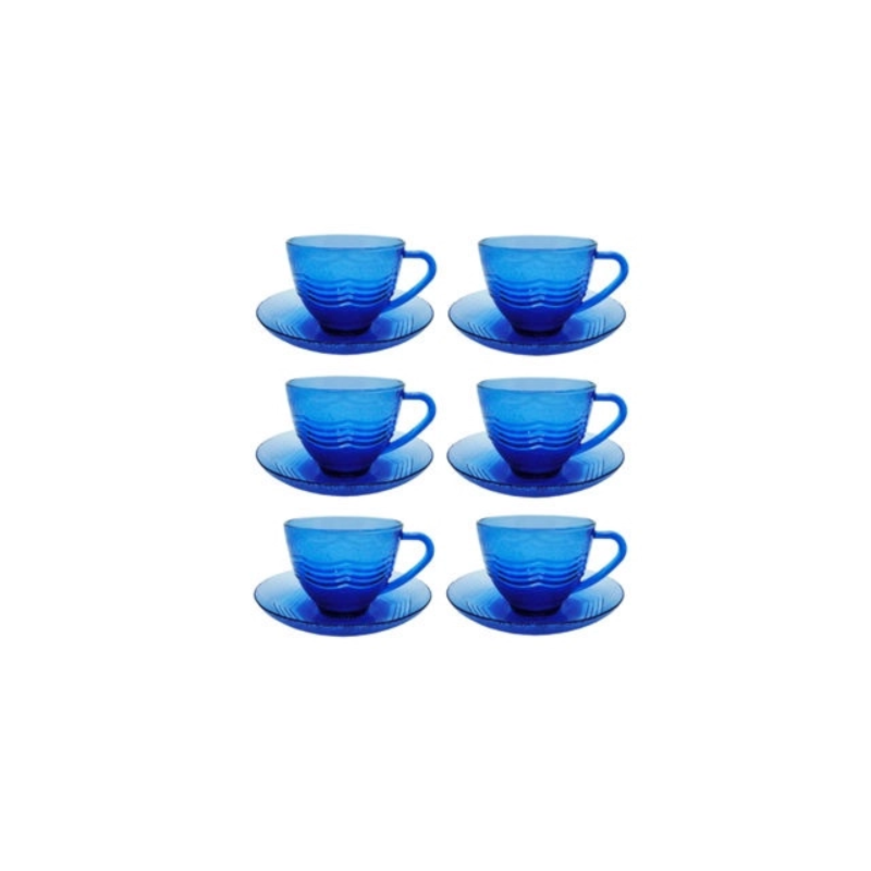 Jogo de Xicara de Cha Fratelli 260ml 12 Pecas Azul Octagon - Clara Eletro